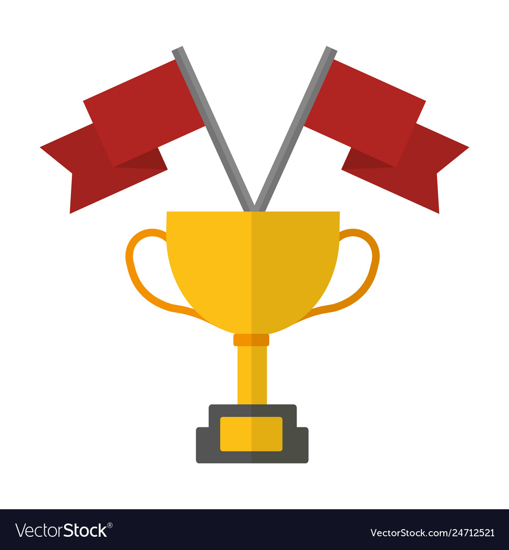 Award trophy flags win Royalty Free Vector Image