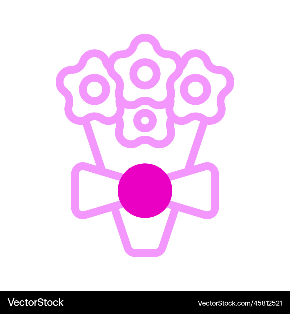Bouquet icon duotone pink style valentine element Vector Image