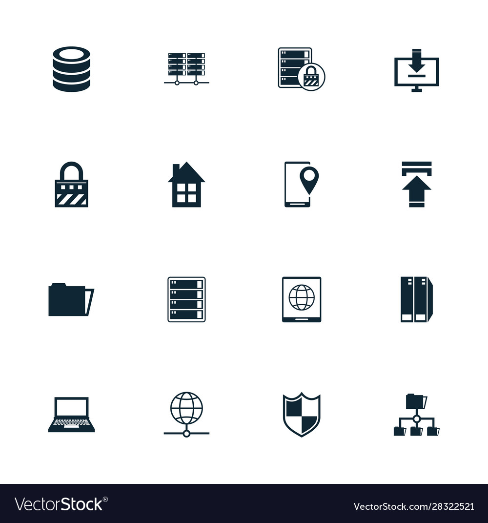 Bundle data center set icons Royalty Free Vector Image