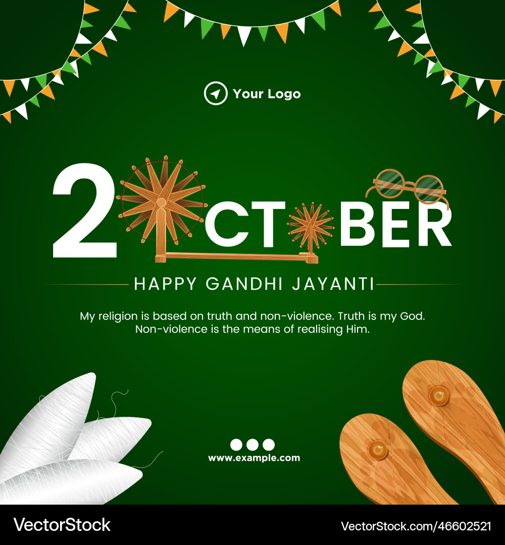 Creative gandhi jayanti 2nd october banner design Vector Image