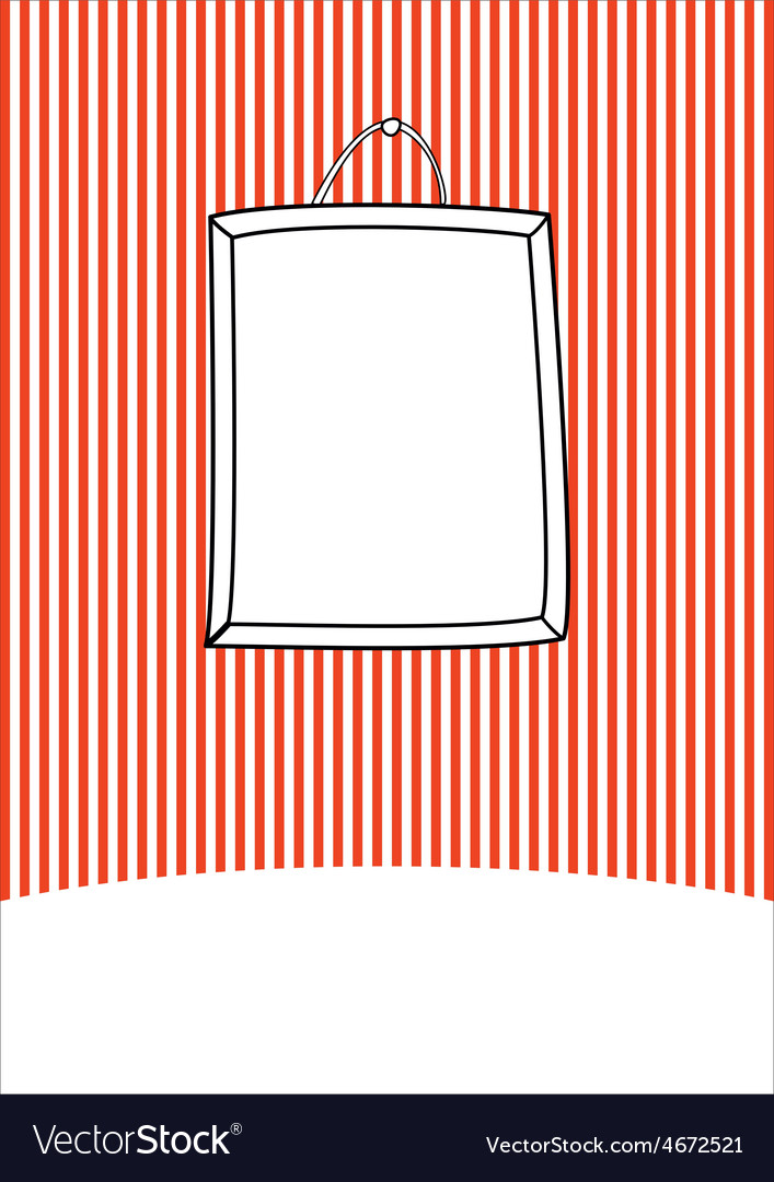 Hand drawn frame on stripes wall background Vector Image