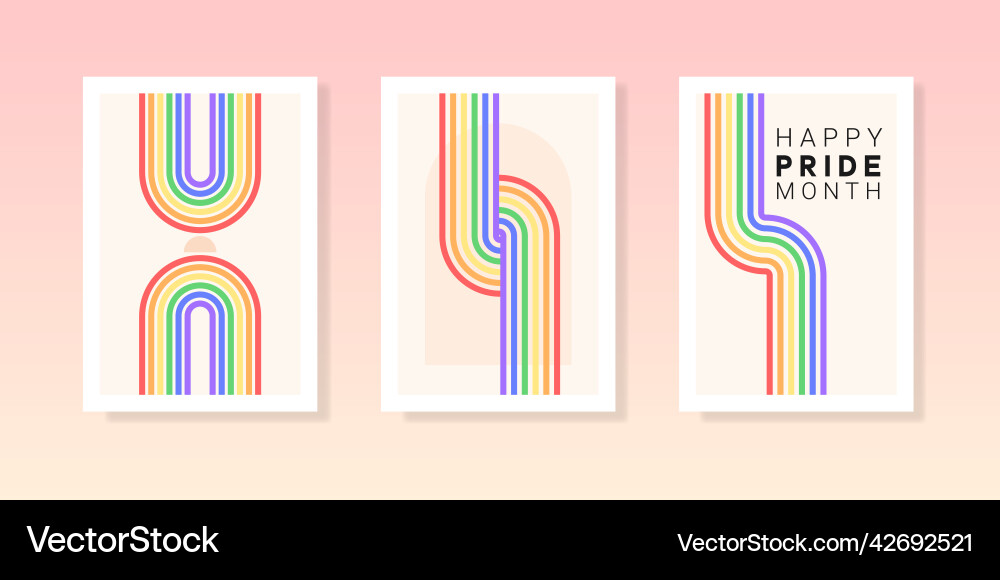 Happy pride month banners as mid century modern Vector Image