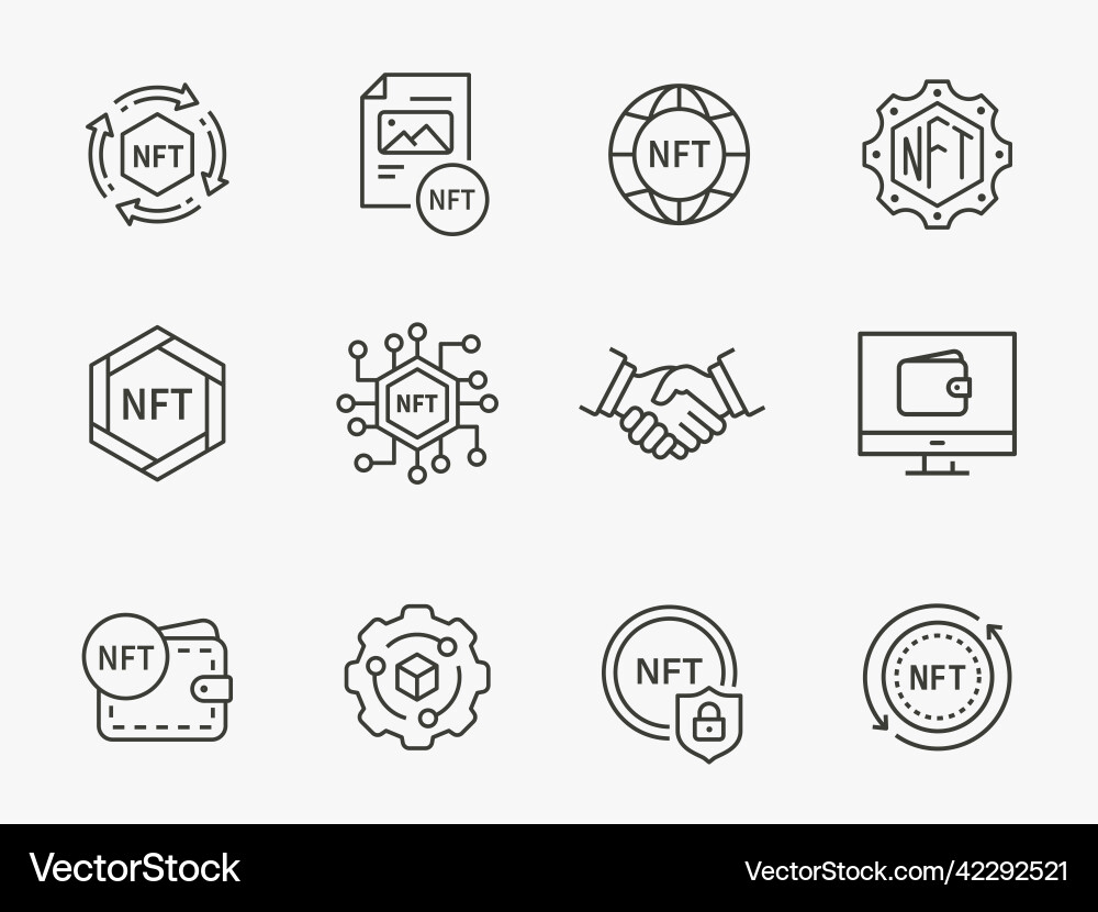 Nft icon set collection of blockchain crypto Vector Image