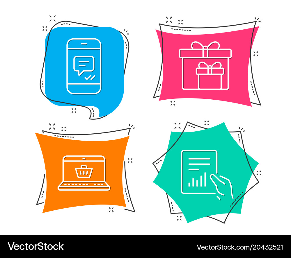 Online shopping delivery boxes and message icons Vector Image