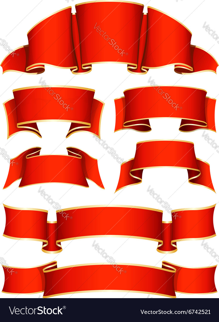 Red ribbon set Royalty Free Vector Image - VectorStock