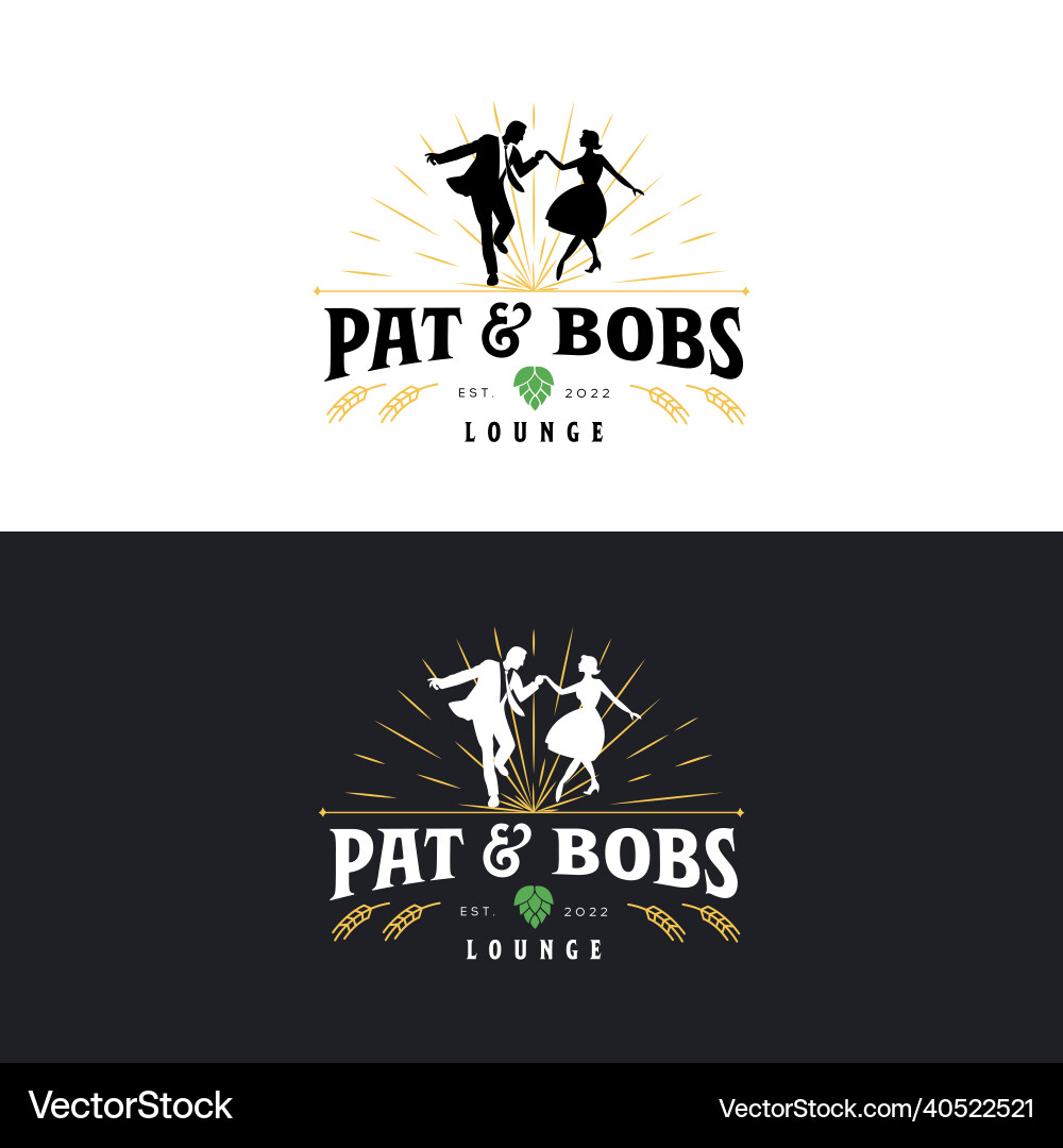 Retro dance couple logovintage beautiful Vector Image