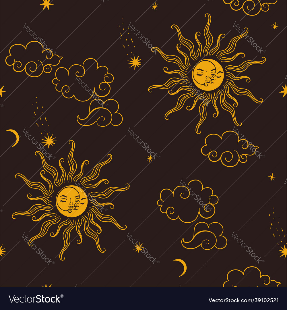 Seamless pattern with celestial bodies graphics Vector Image