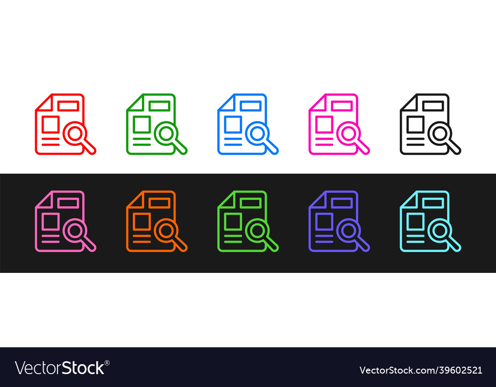 Set line document with graph chart icon isolated Vector Image