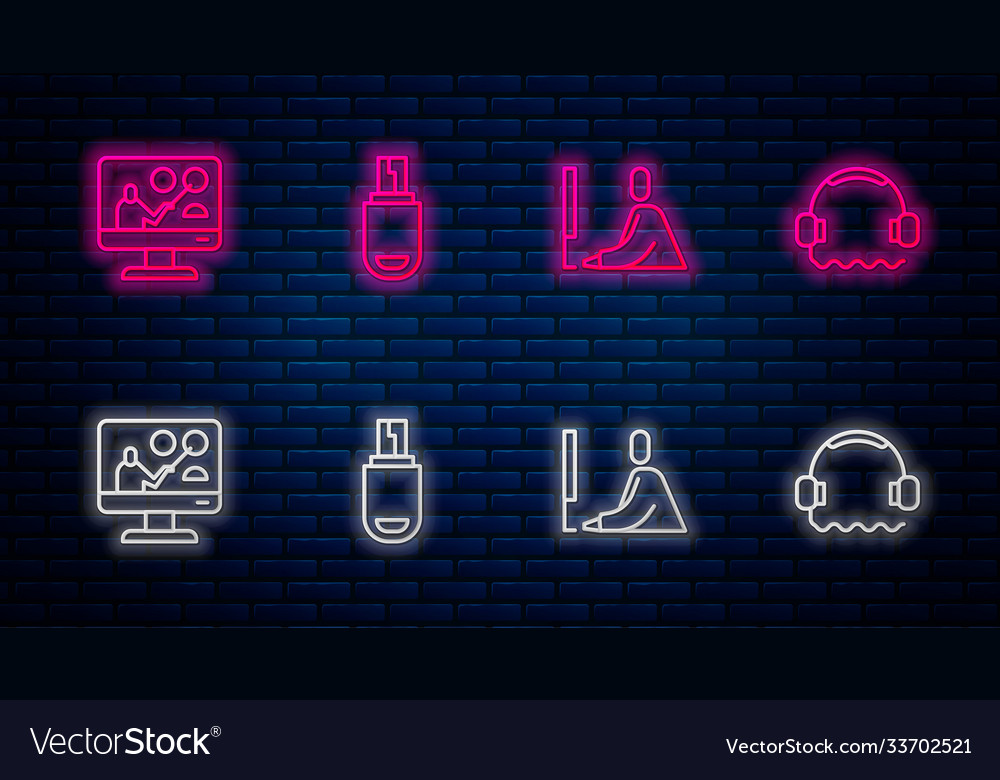 Set line usb flash drive student working Vector Image Set line usb flash drive student working Vector Image