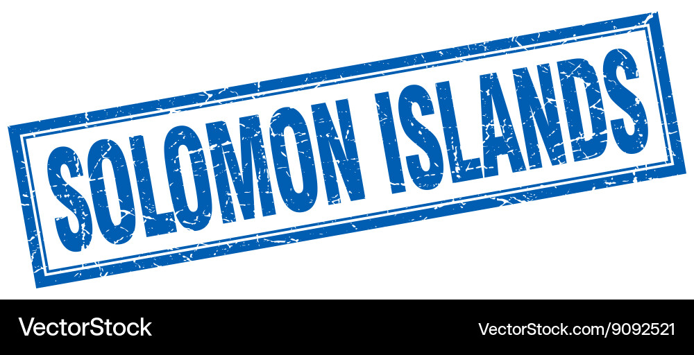 Solomon islands blue square grunge stamp on white Vector Image