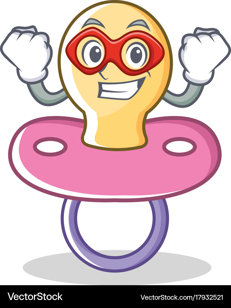 Super hero baby pacifier character cartoon Vector Image