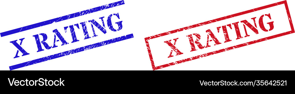 X rating textured rubber seal stamps Royalty Free Vector