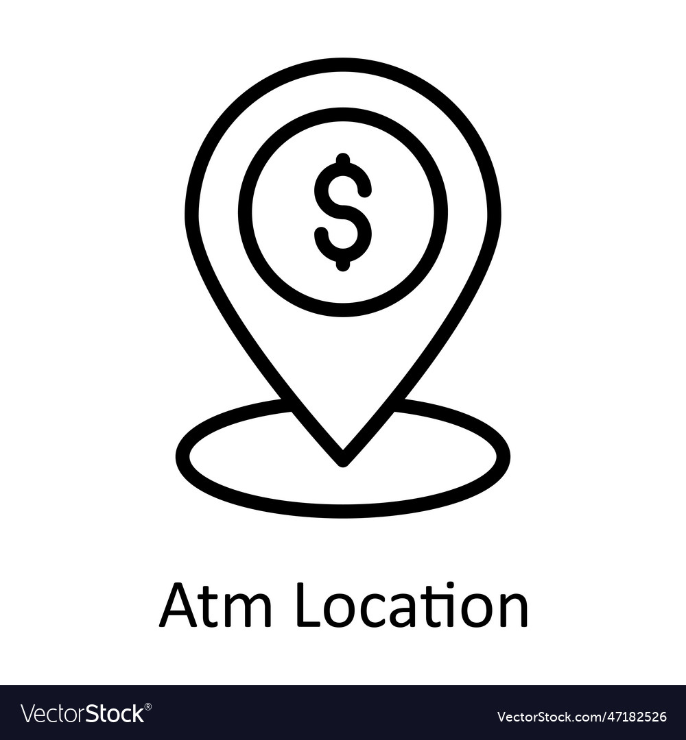 Atm location outline icon design Royalty Free Vector Image