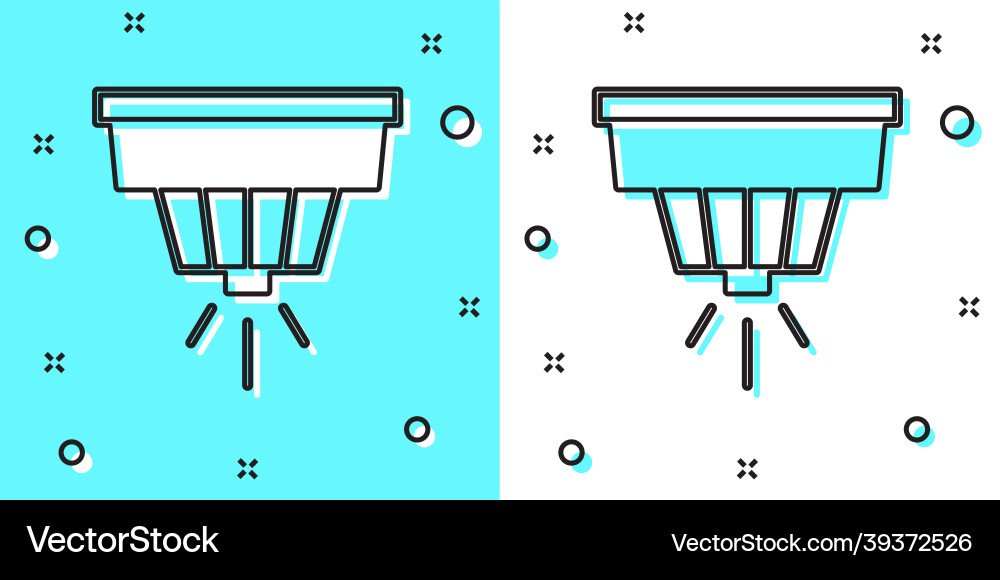 Black line smoke alarm system icon isolated Vector Image
