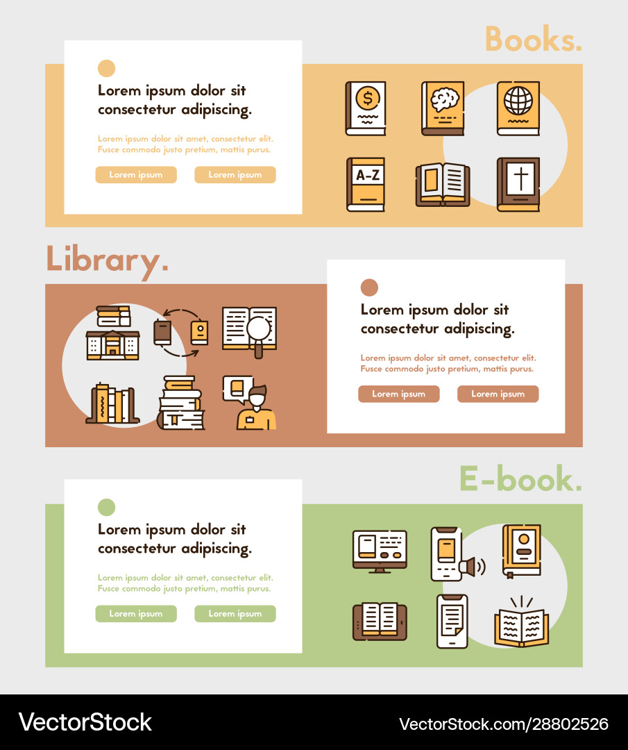 Books reading color linear icons set Royalty Free Vector