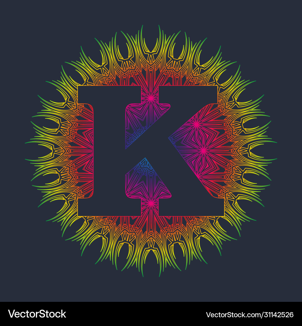 Capital letter k alphabet as a monogram Royalty Free Vector