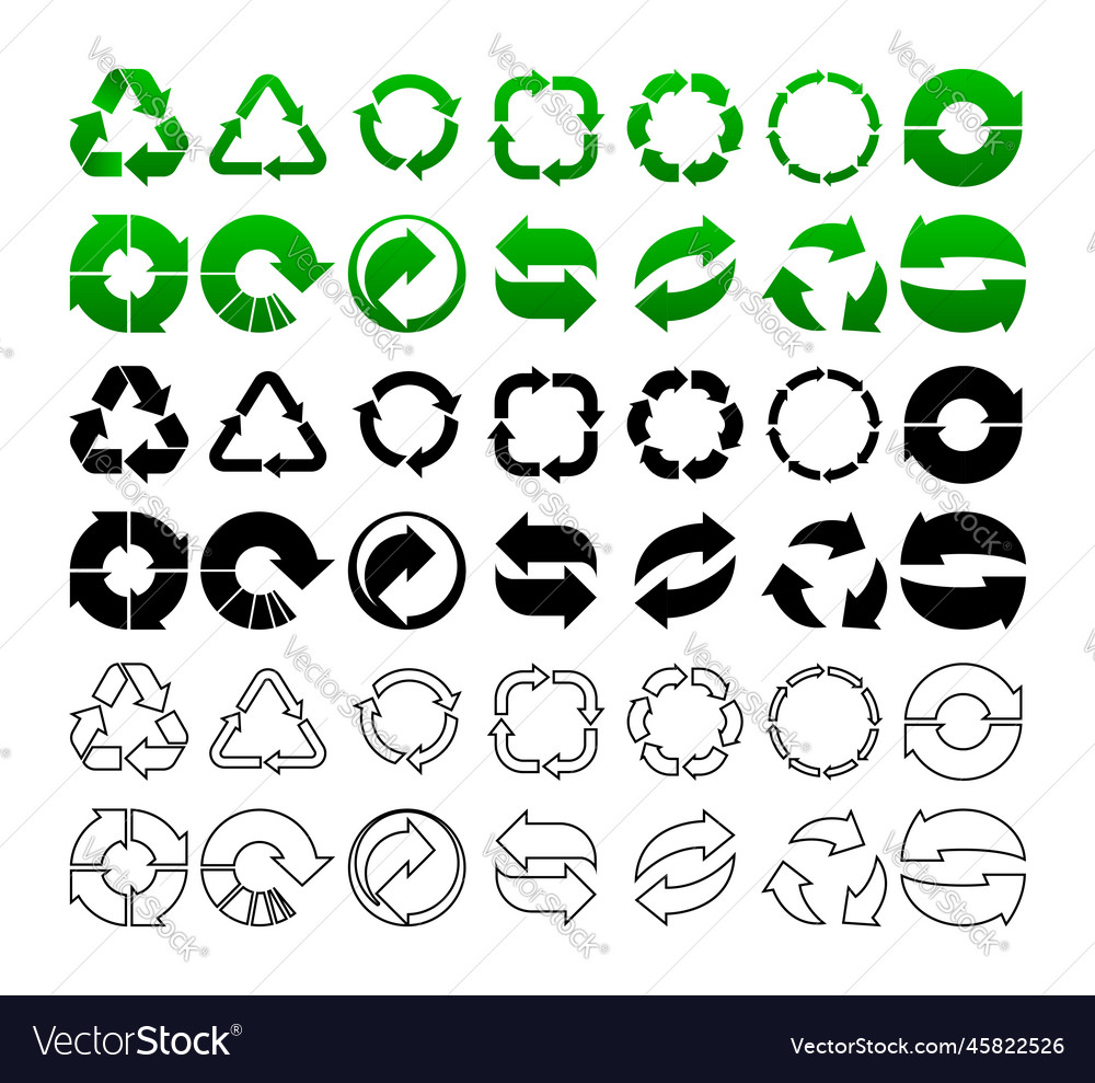 Collection of recycling icons waste Royalty Free Vector