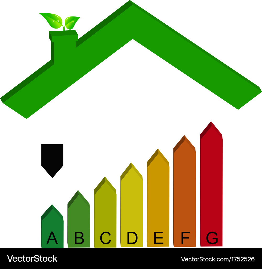 Energy label in green house Royalty Free Vector Image