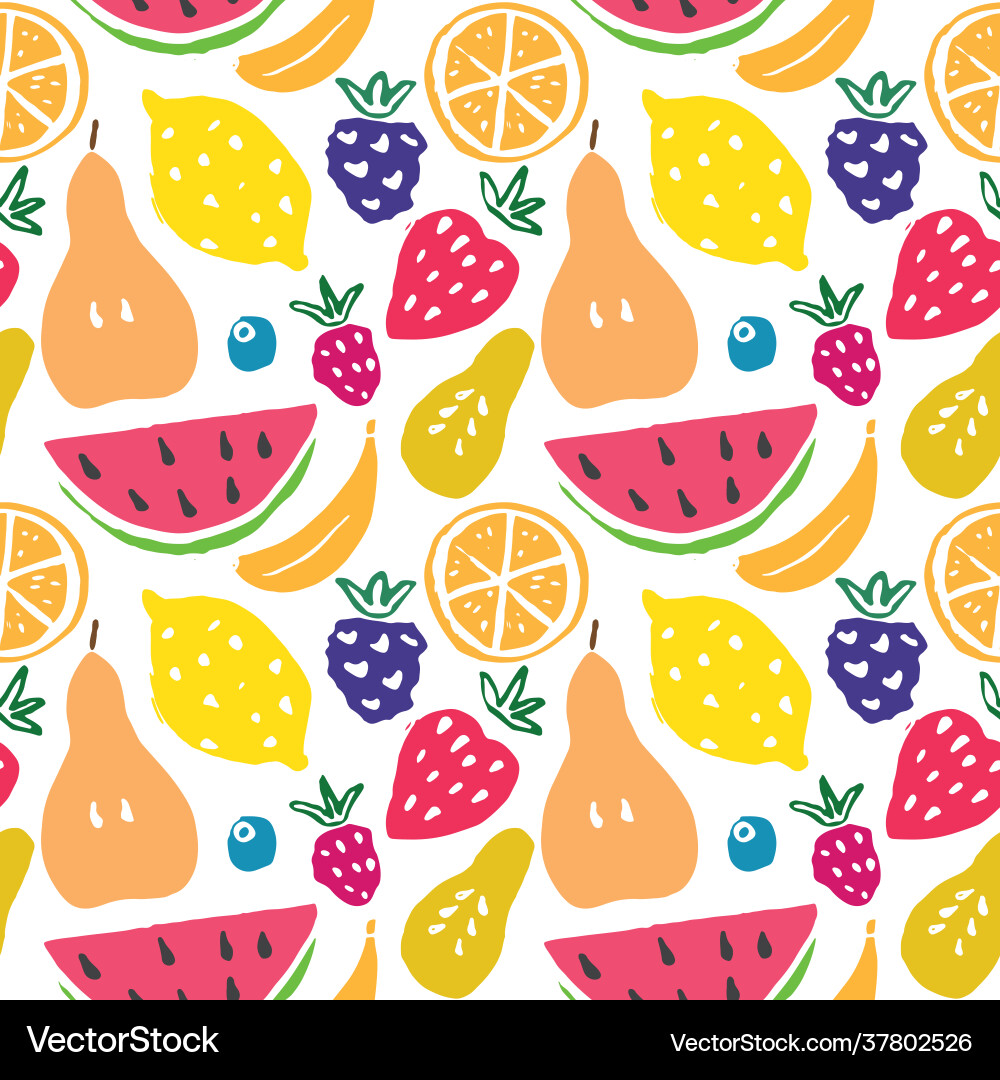 Fruit seamless pattern collection juicy fruits Vector Image