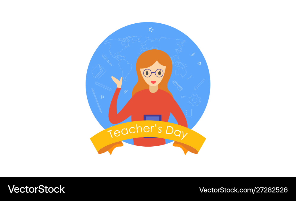 Happy teacher day greeting education Royalty Free Vector