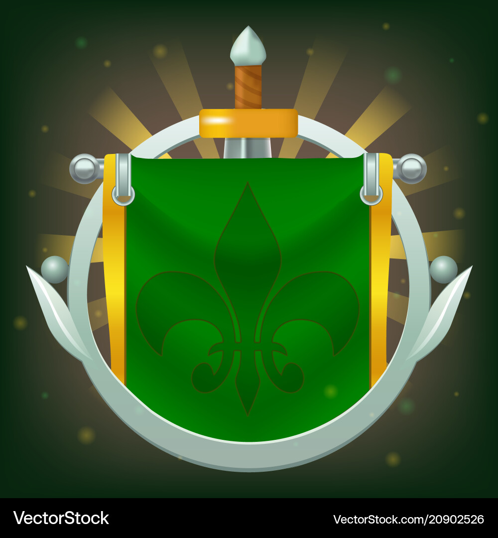 Knight flag icon with metallic decoration Vector Image
