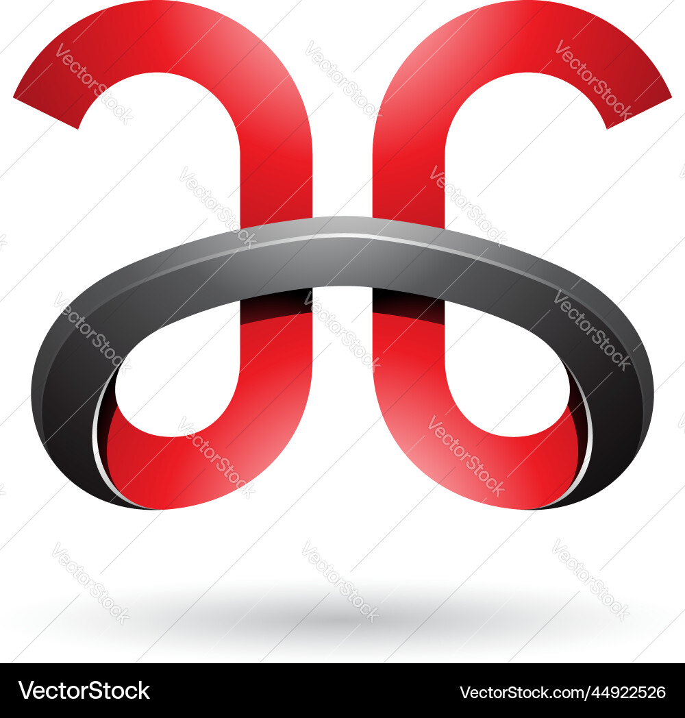 Red and black bold curvy letters a and g Vector Image