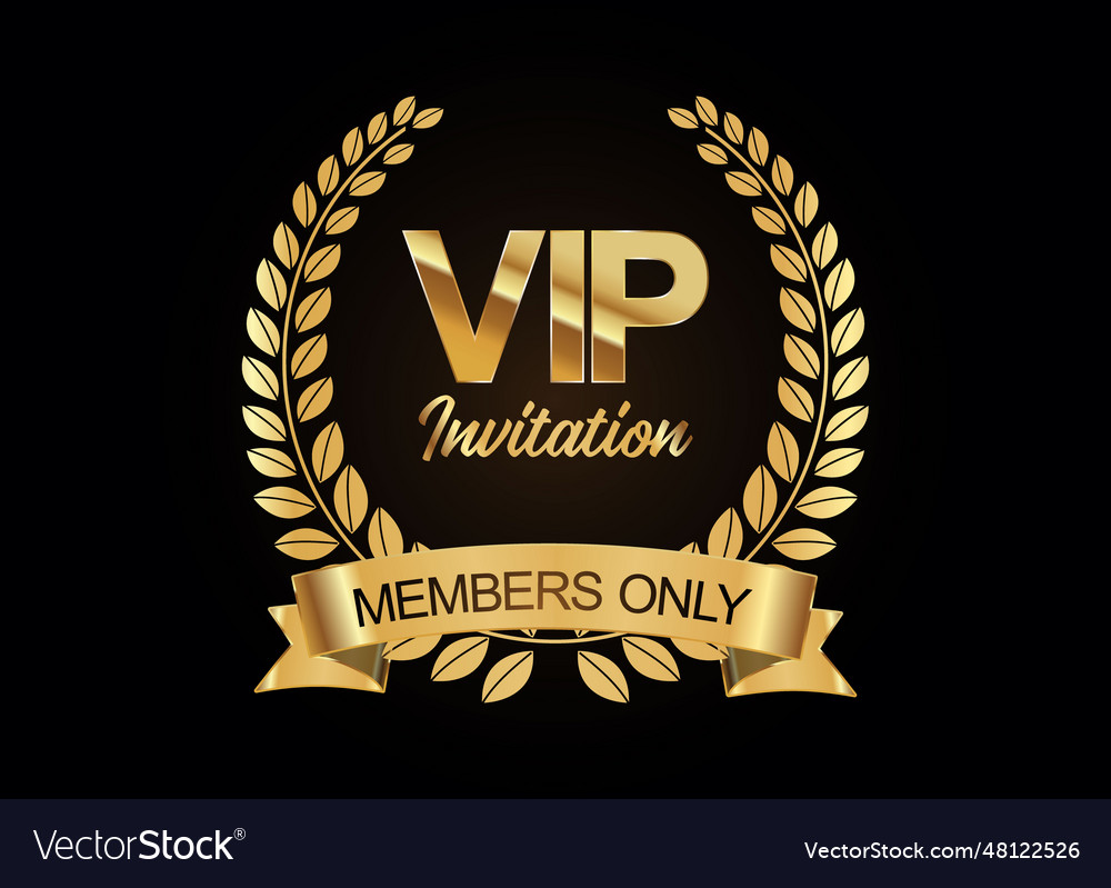 Vip member only invitation golden laurel wreath Vector Image