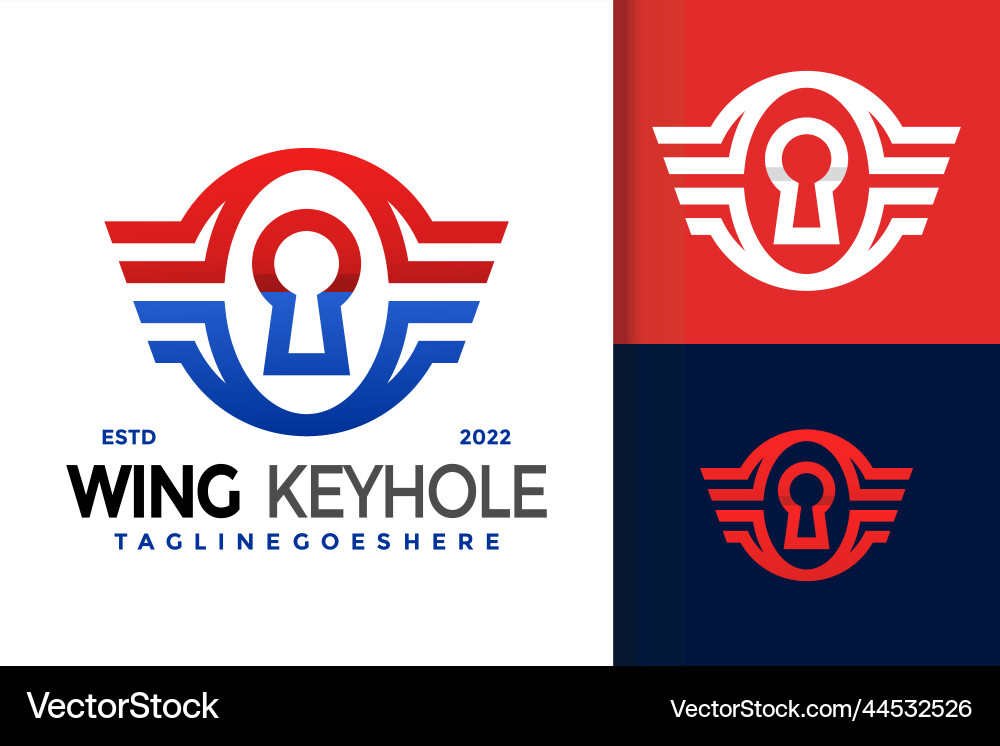 Wing keyhole logo design brand identity logos Vector Image