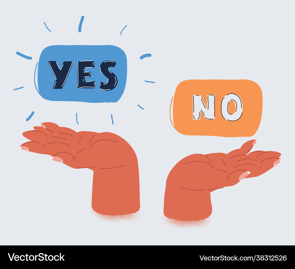Yes and no in human hands Royalty Free Vector Image