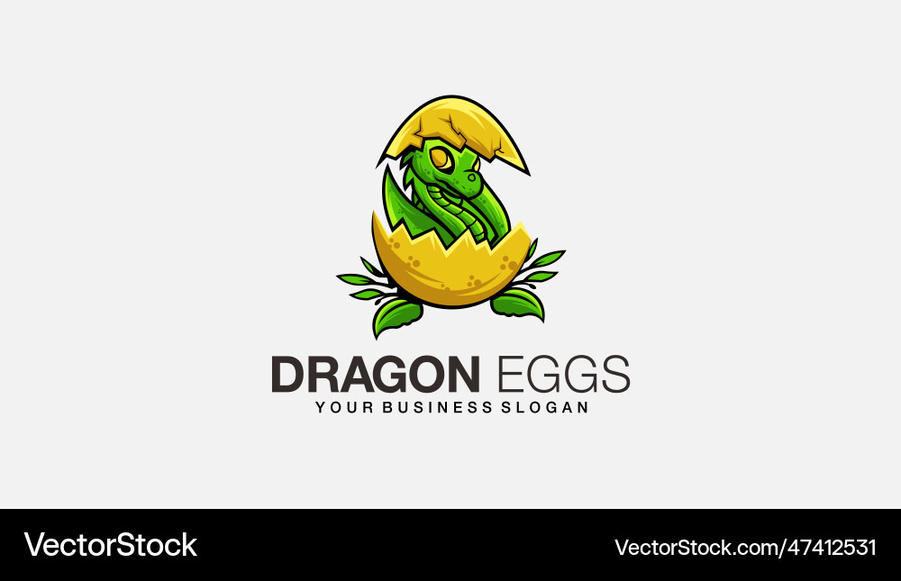 Baby dragon hatch from egg logo abstract template Vector Image