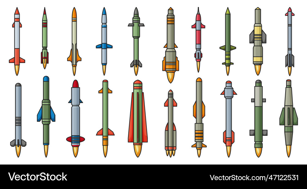 Ballistic missile color set icon Royalty Free Vector Image