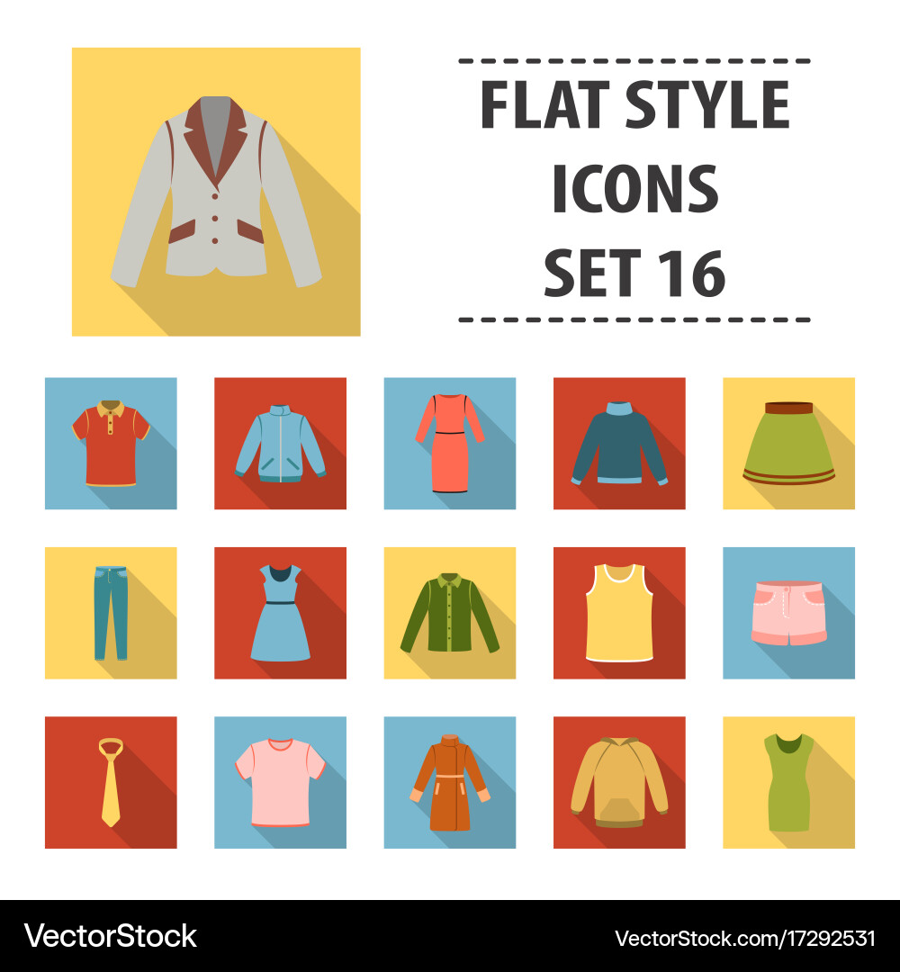 Clothes set icons in flat style big collection Vector Image