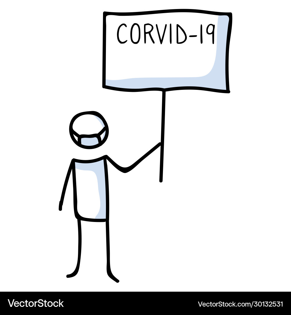 Corona virus covid 19 stickman explainer Vector Image