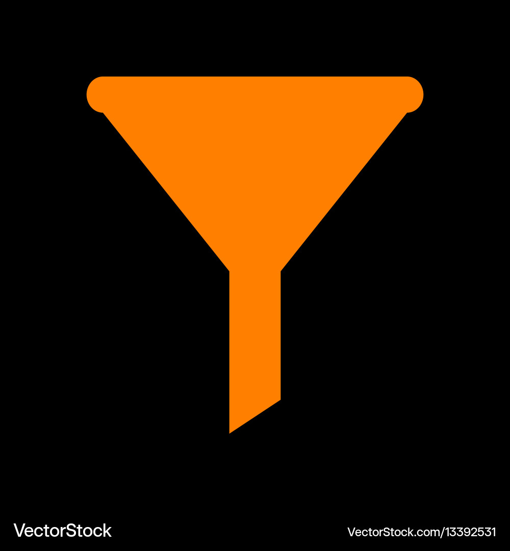 Filter simple sign orange icon on black Royalty Free Vector