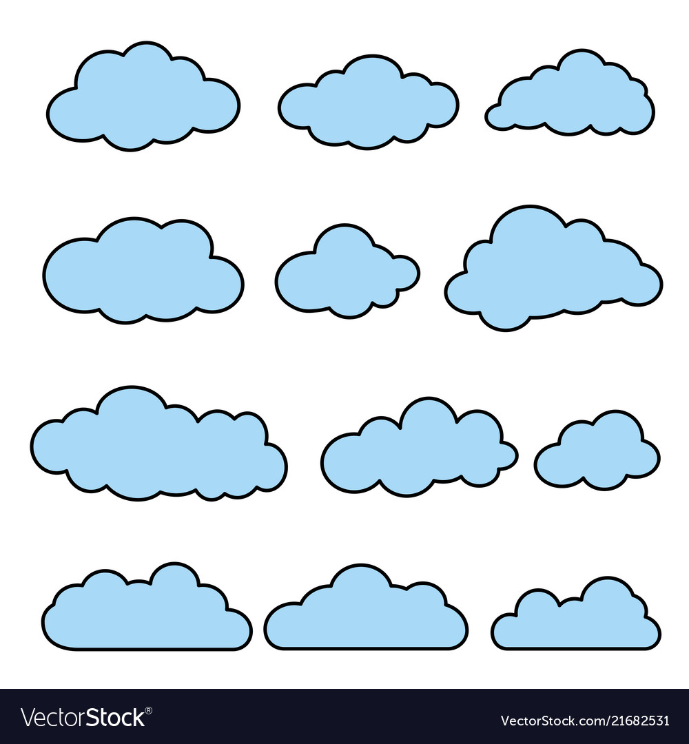 Flat line clouds set Royalty Free Vector Image