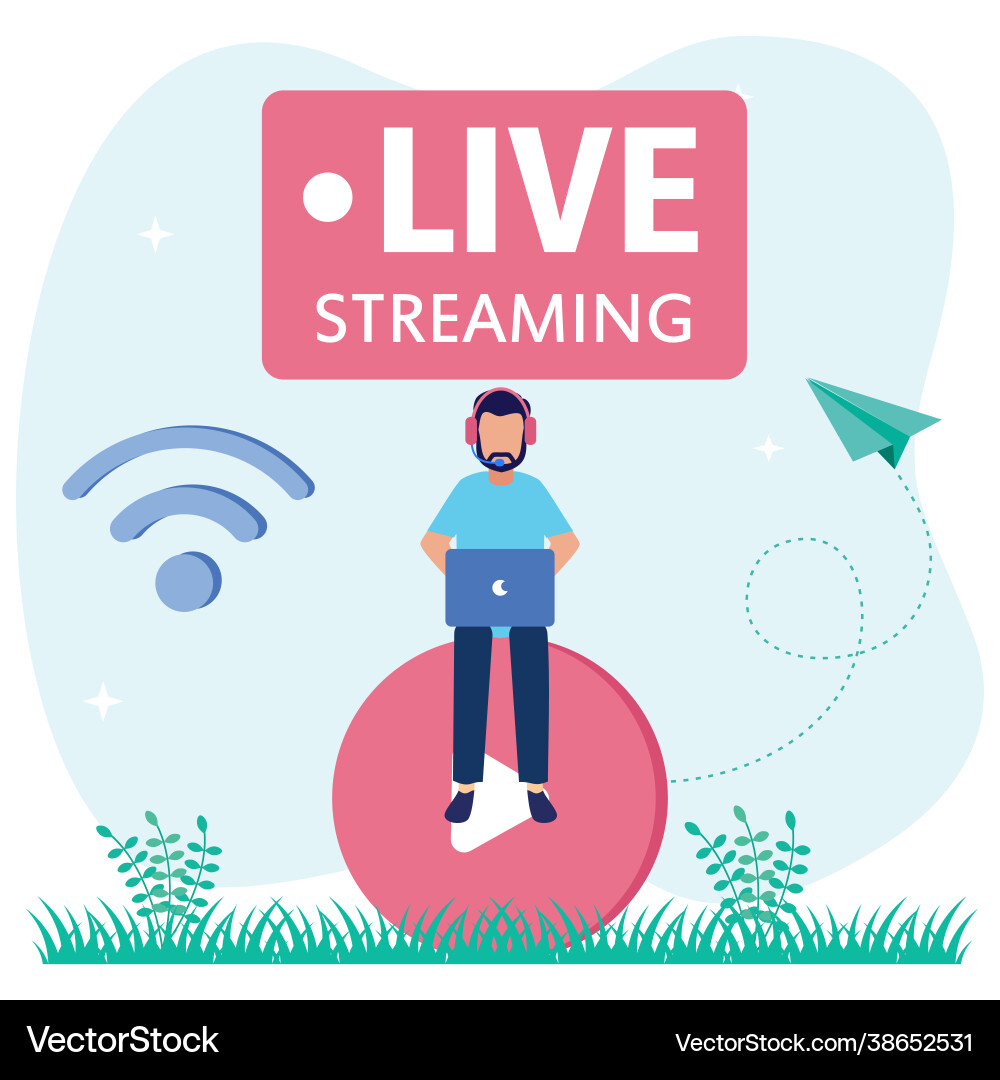 Graphic cartoon character live streaming Vector Image
