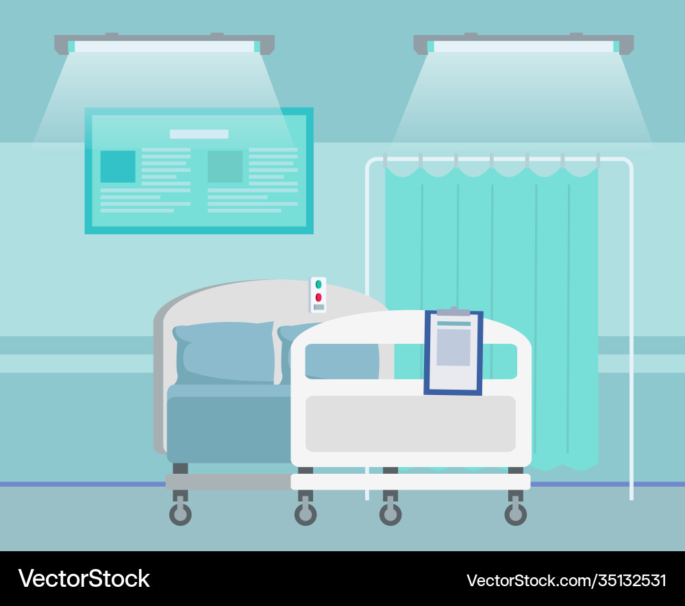Interior hospital ward without people bed with Vector Image