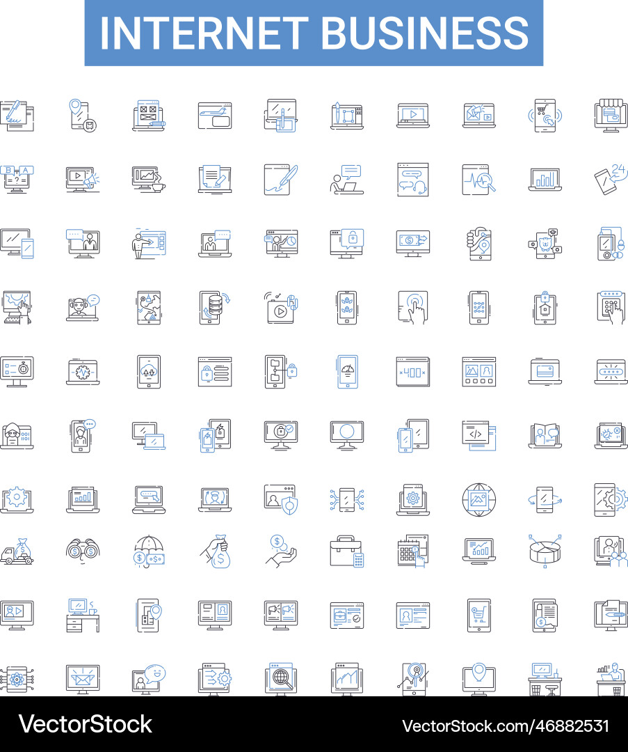 Internet business outline icons collection e Vector Image