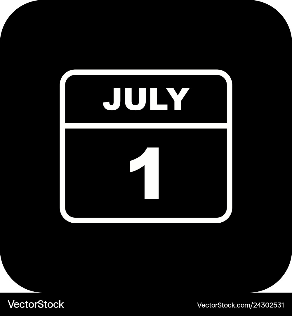 July 1st date on a single day calendar Royalty Free Vector