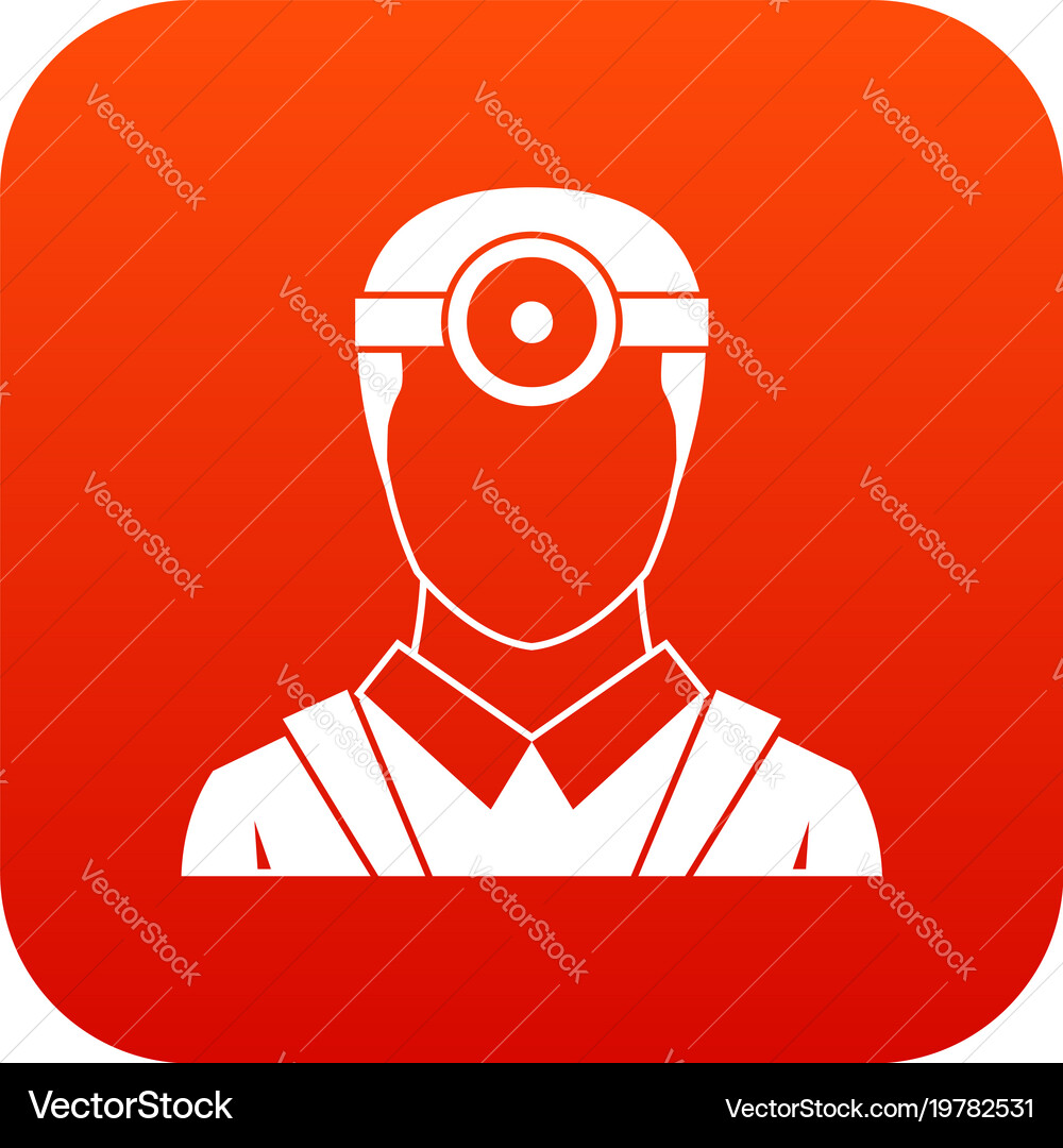 Ophthalmologist with head mirror icon digital red Vector Image