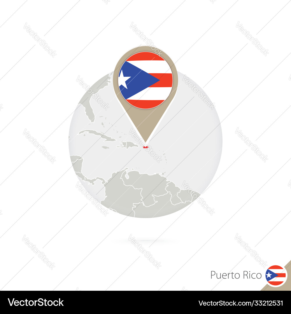 Puerto rico map and flag in circle map Royalty Free Vector