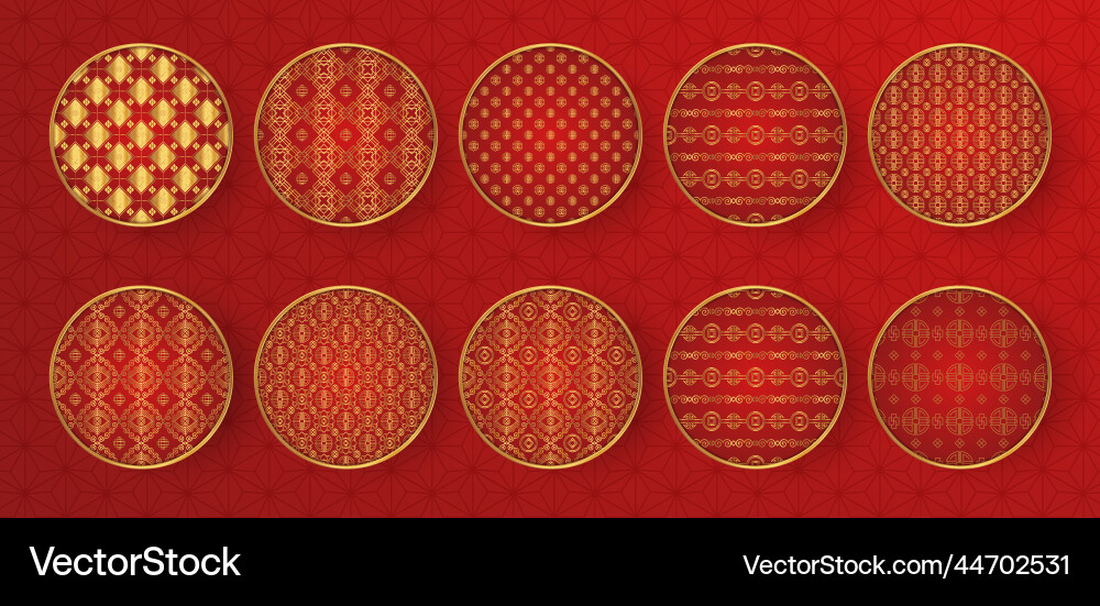 Red golden traditional chinese round pattern decor