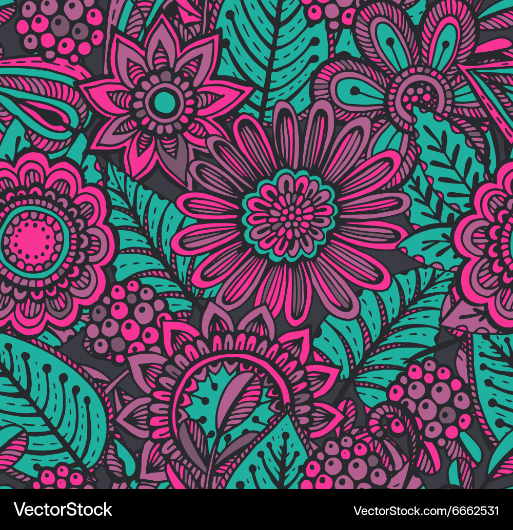 Seamless floral pattern with fancy flowers Vector Image