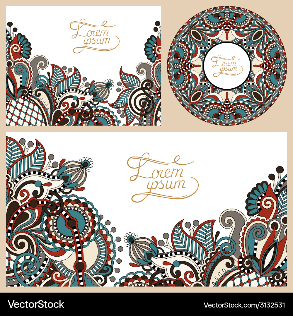Set of floral decorative background template frame