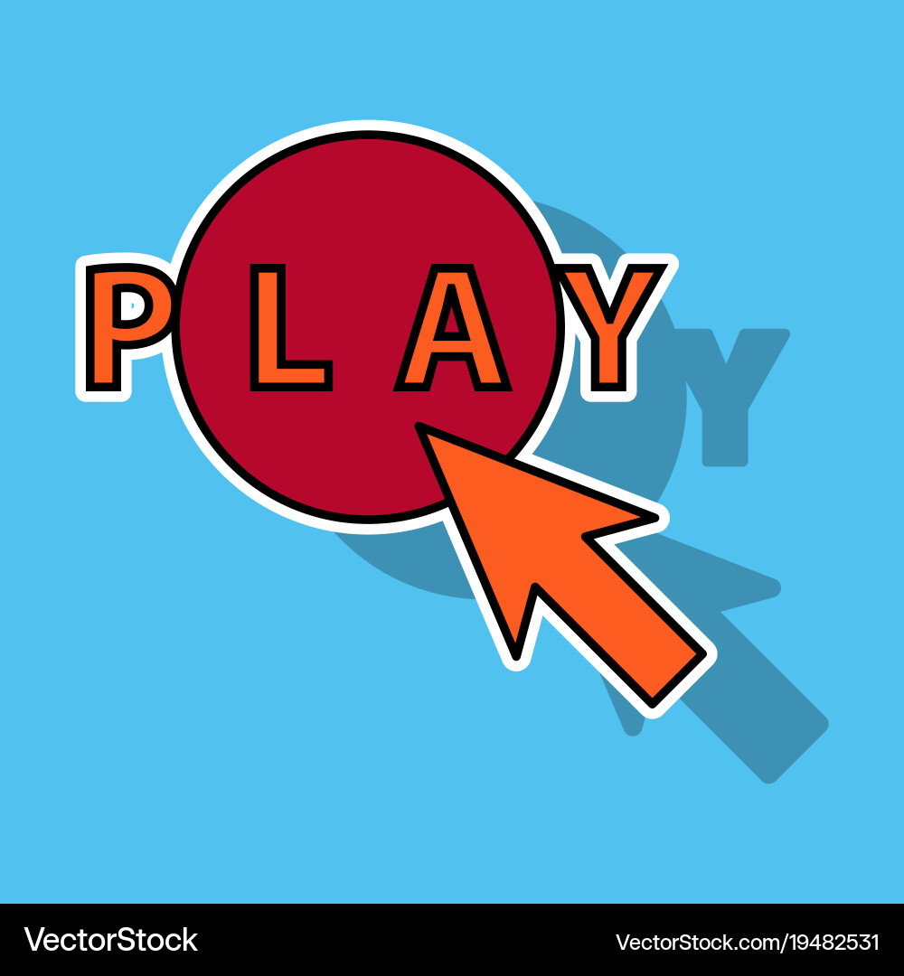 Sticker play sign flat style icon on background Vector Image