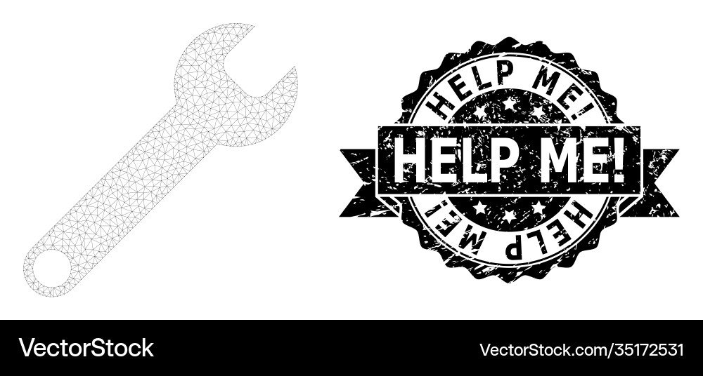 Textured help me exclamation ribbon stamp and mesh