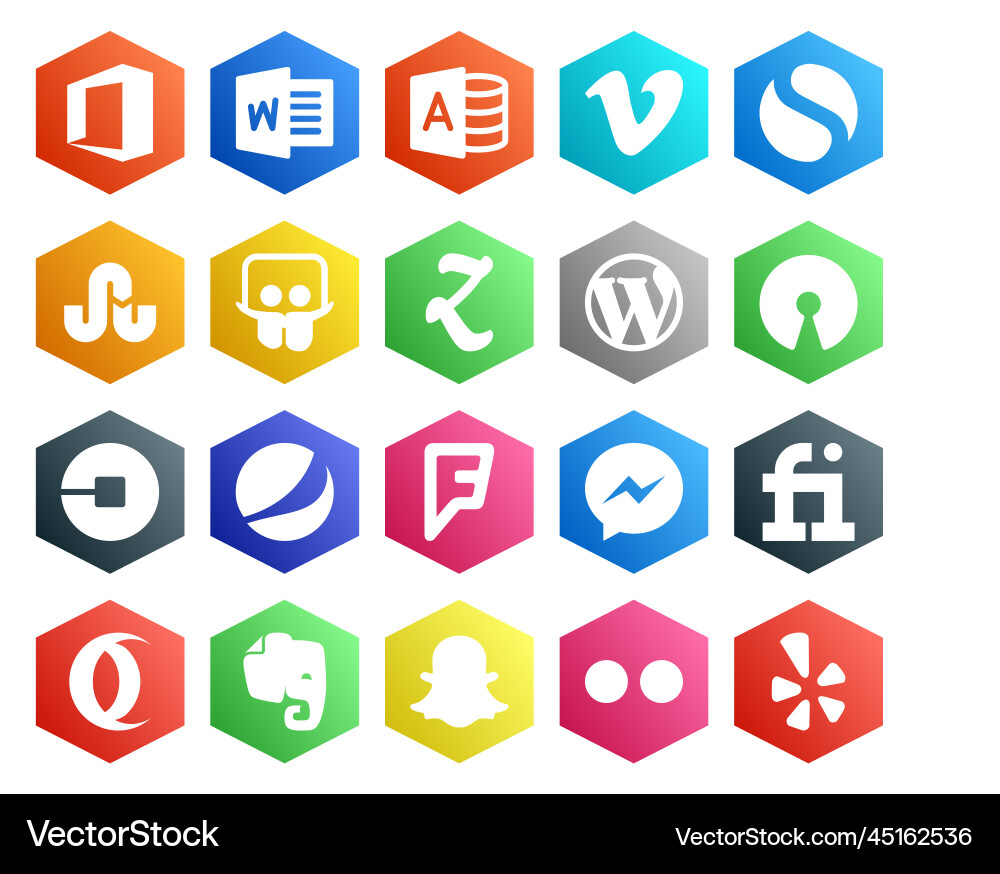 20 social media icon pack including messenger Vector Image