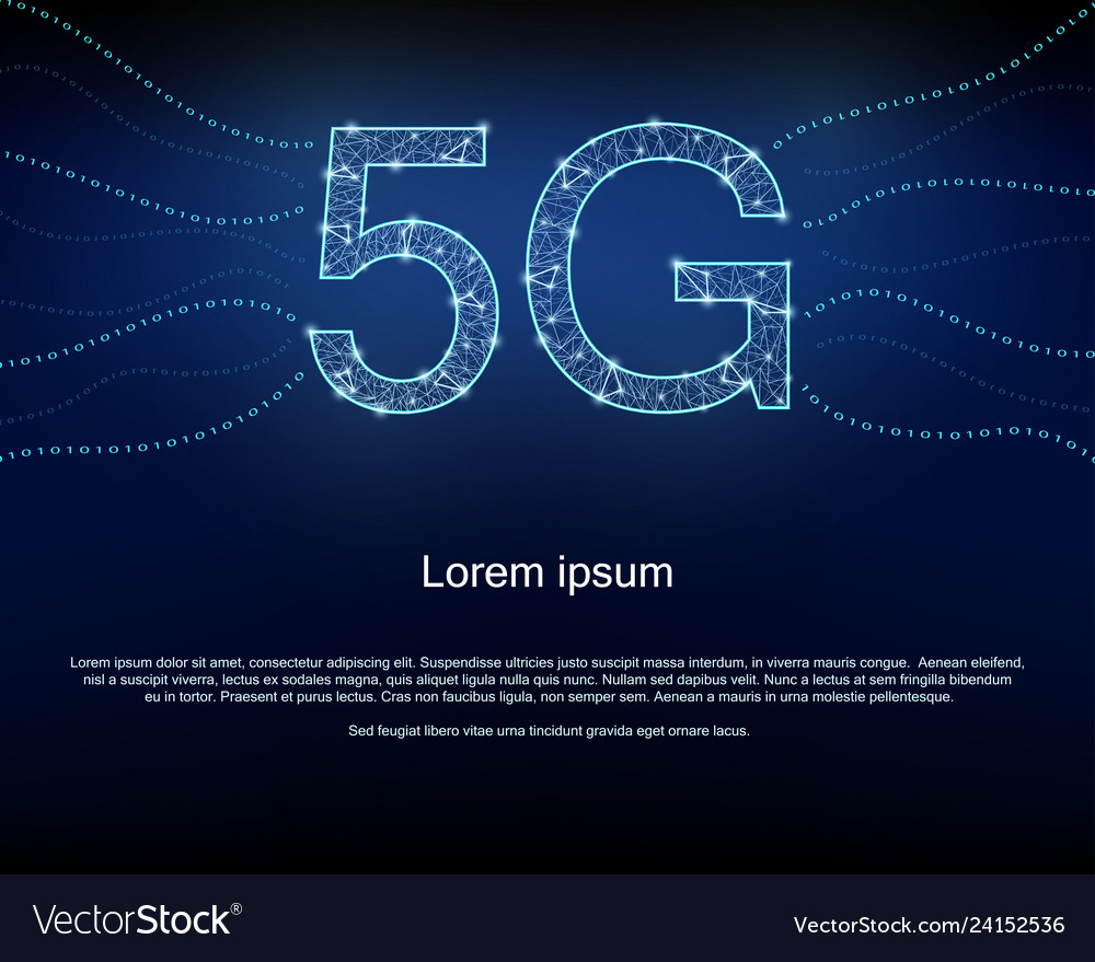 5g background with polygon mesh binary codes Vector Image