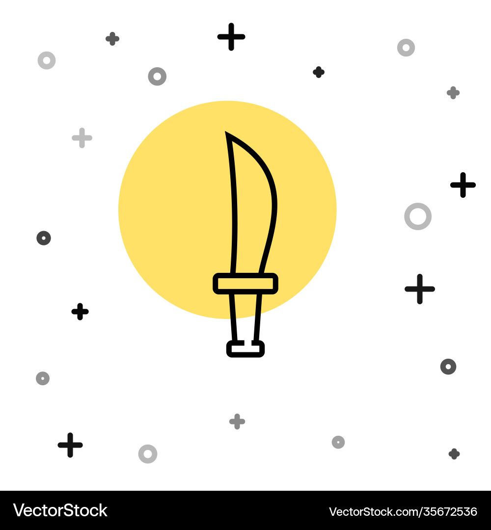 Black line pirate sword icon isolated on white Vector Image