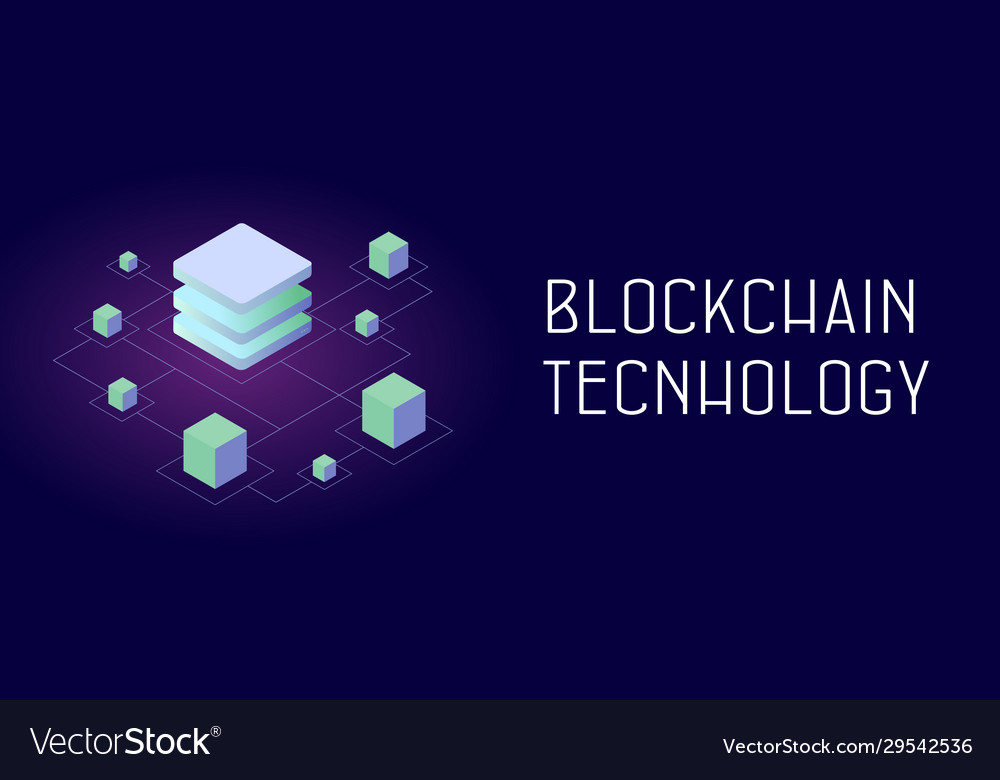 Blockchain technology - p2p distributed ledger Vector Image